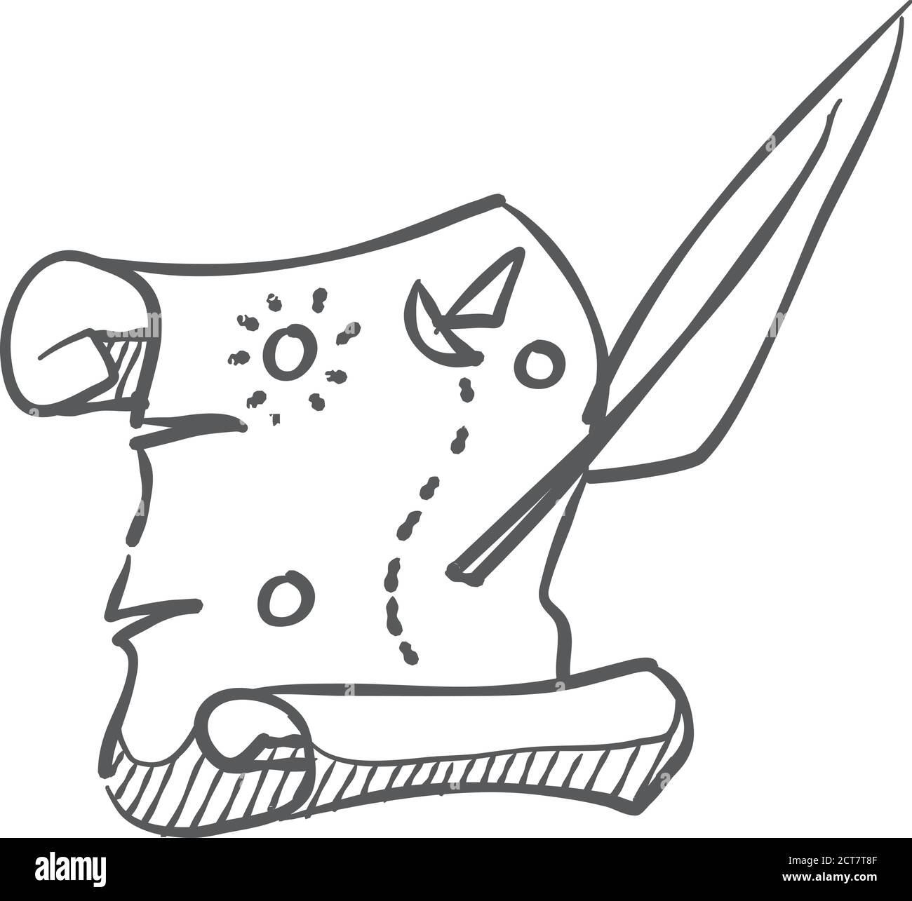 Old paper map icon in sketch style. Hand drawn vector illustration ...