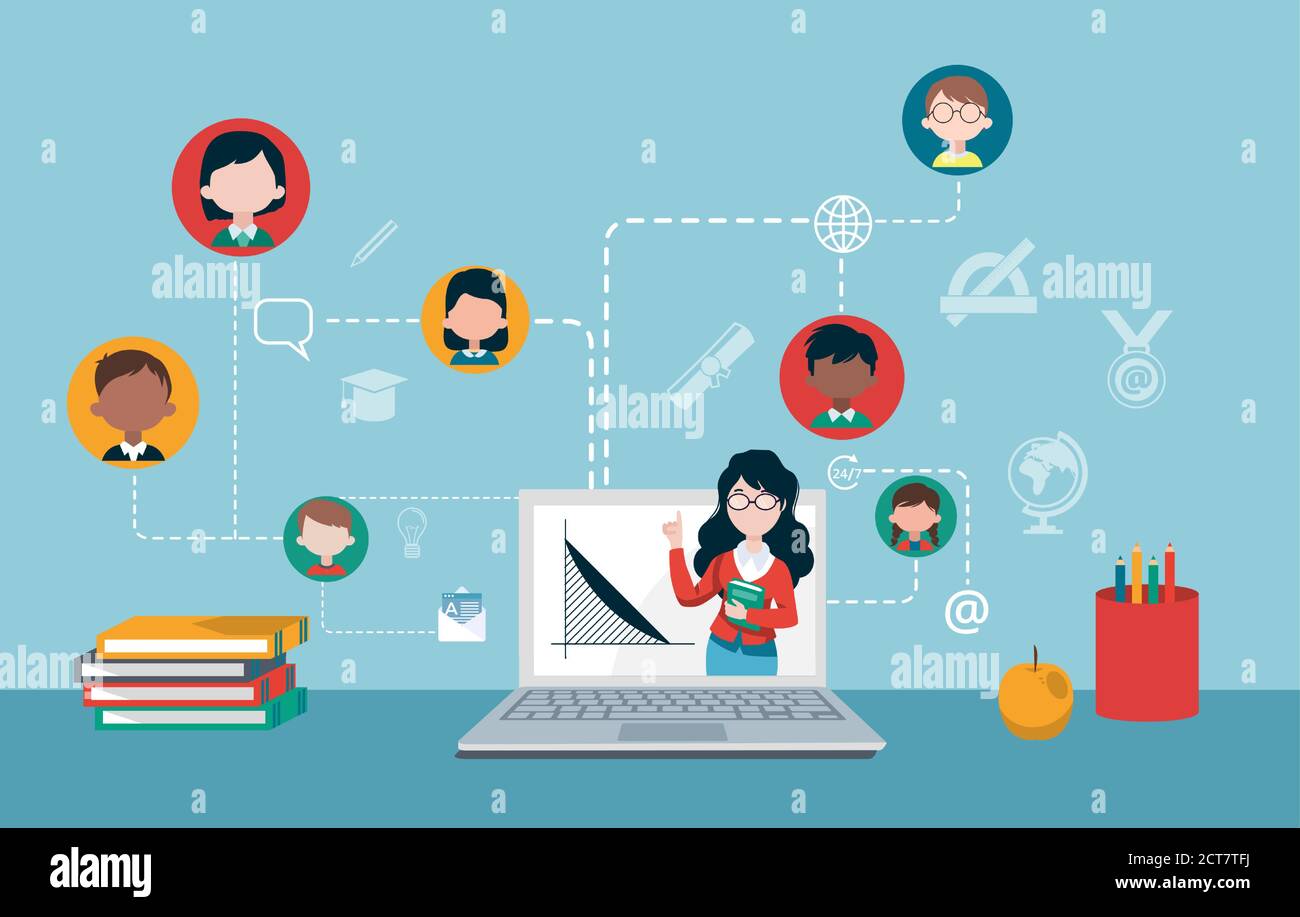 School children online learning Stock Vector Images - Alamy