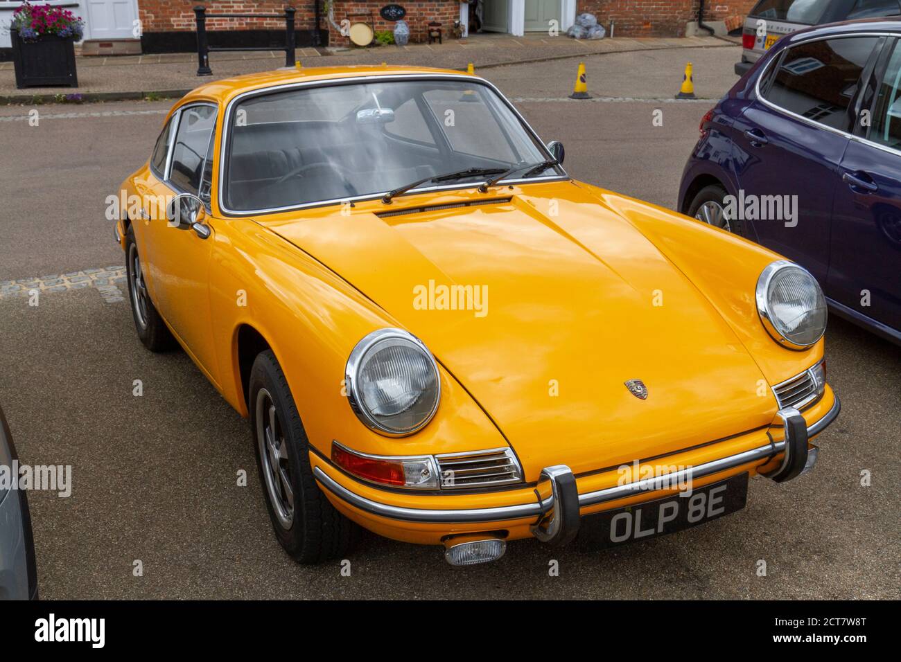 A bright yellow (bahama yellow) Porsche 912 in Lavenham, Suffolk, UK ...