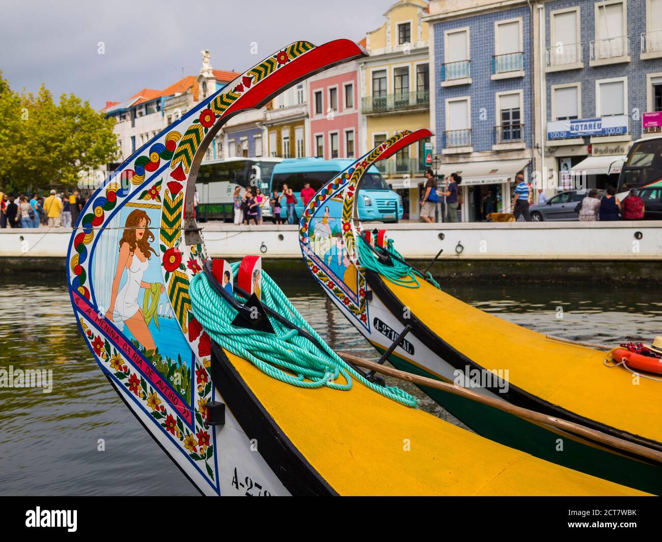 Traditional Moliceiro touristic boat on Sao Roque Channel, Aveiro ...
