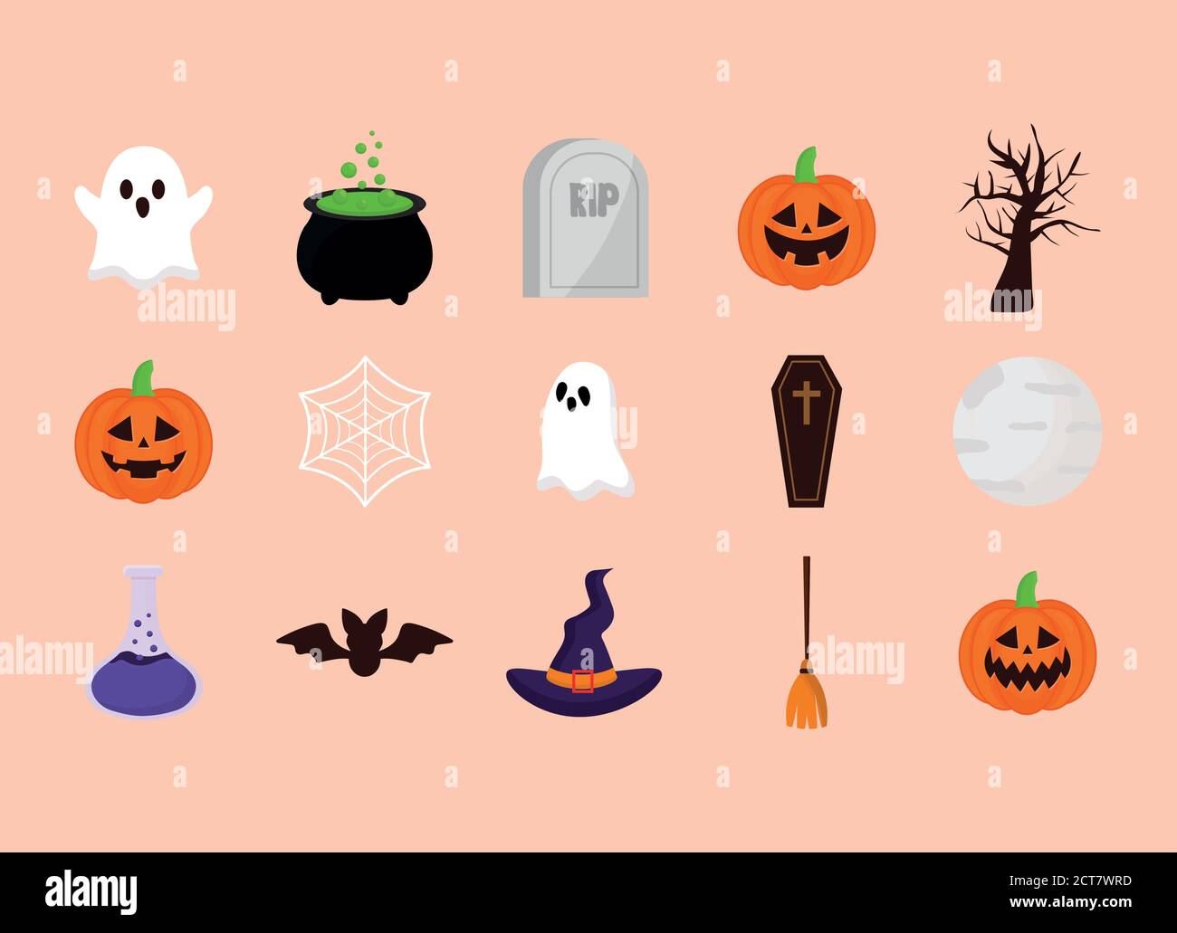 Halloween cartoons set vector design Stock Vector Image & Art - Alamy