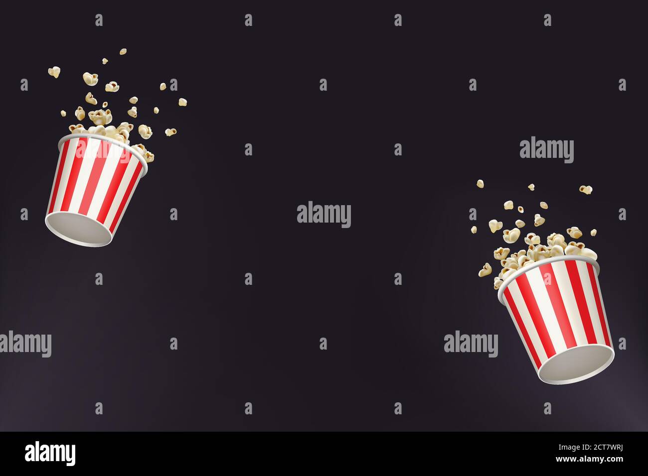 Popcorn splash movie round bucket cup. Realistic vector banner cinema ...