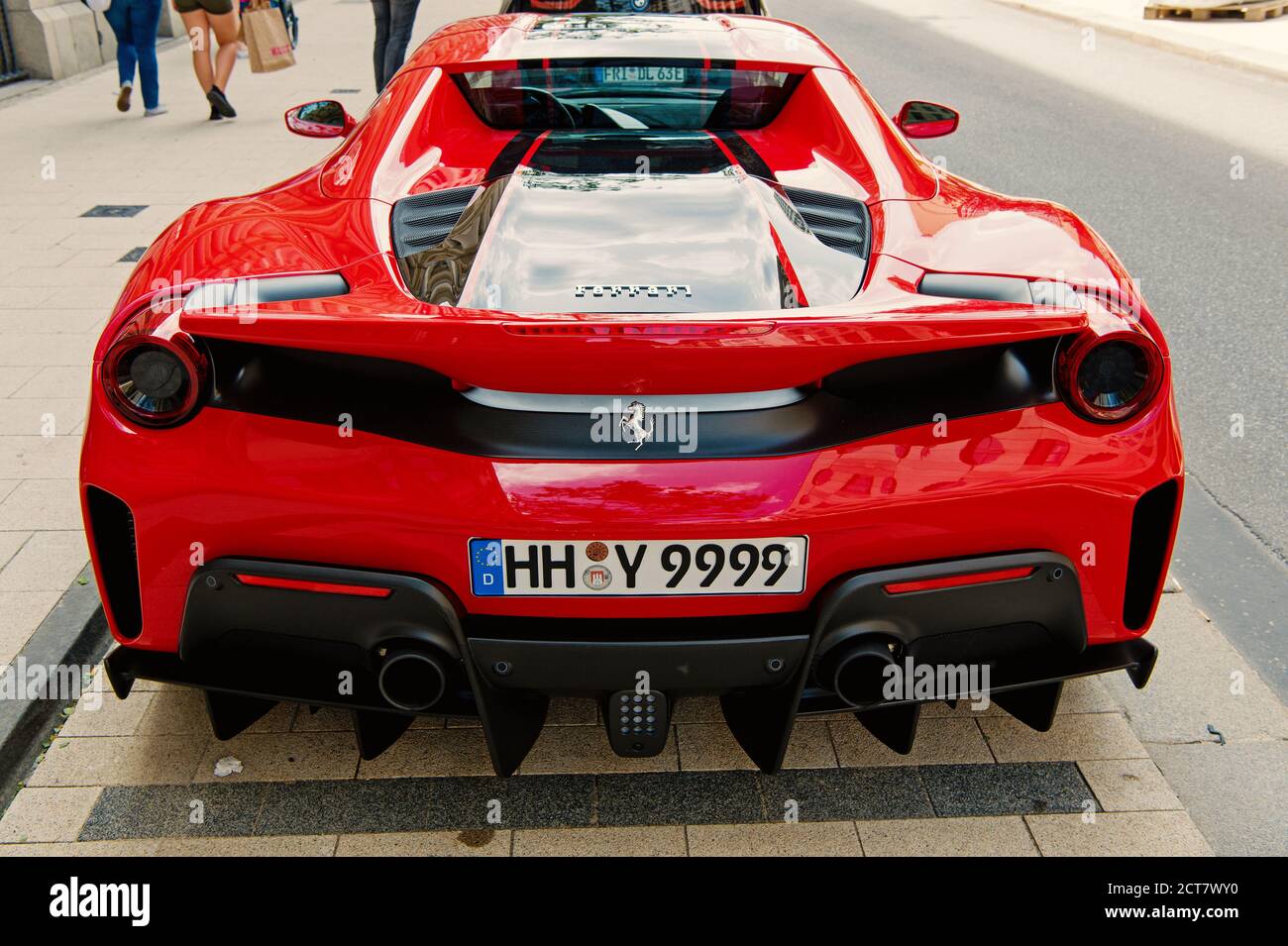 Hamburg, Germany-July 27, 2019: Supercar red Ferrari 488 Pista parked ...