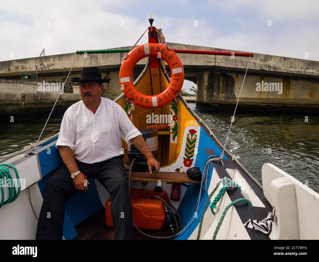 Traditional Moliceiro touristic boat on Sao Roque Channel, Aveiro ...