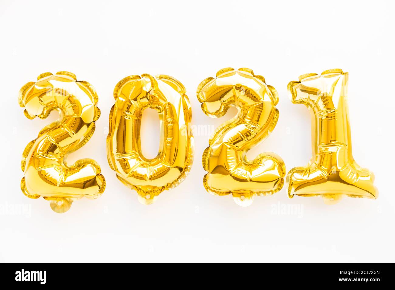 Happy New year 2021 celebration. Gold foil balloons numeral 2021 and ...