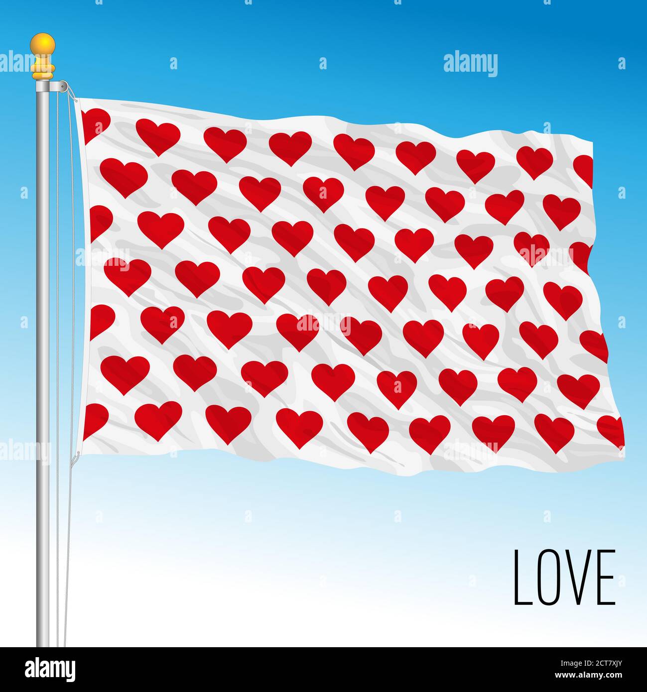 Symbolic love flag, fantasy image with heart symbol, vector ...