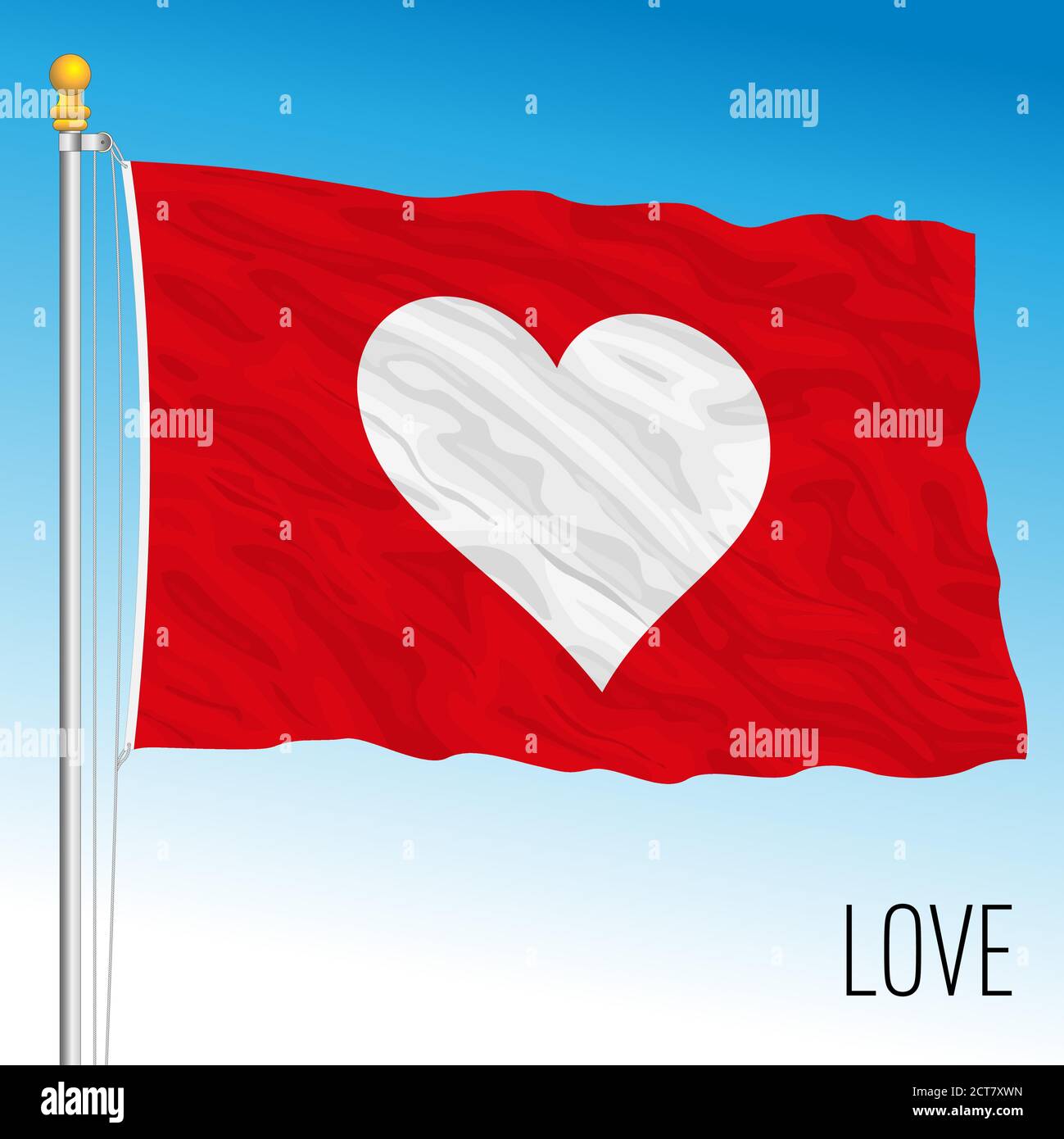 Symbolic love flag, fantasy image with heart symbol, vector ...