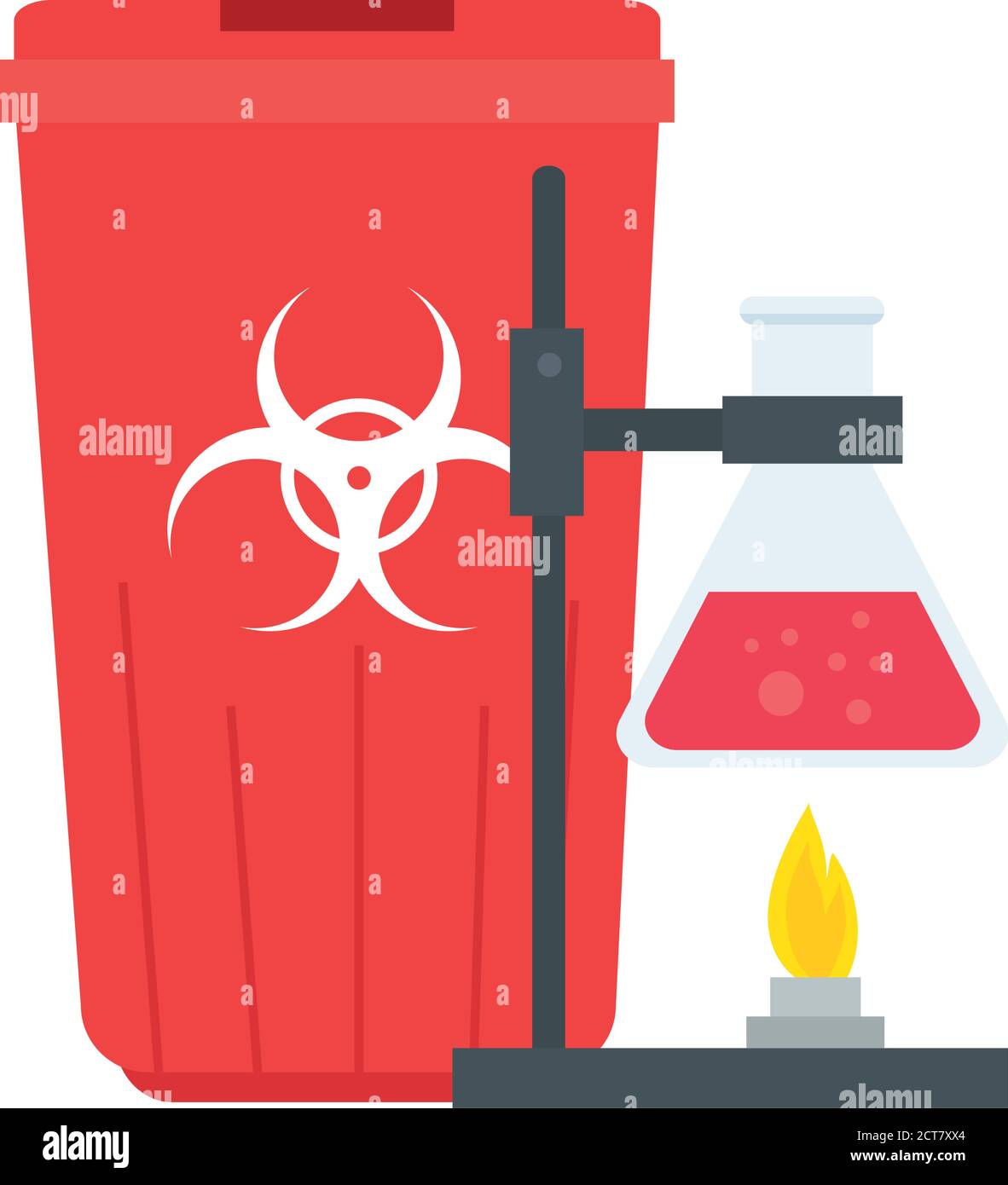 laboratory flask over flame and trash vector design Stock Vector Image ...