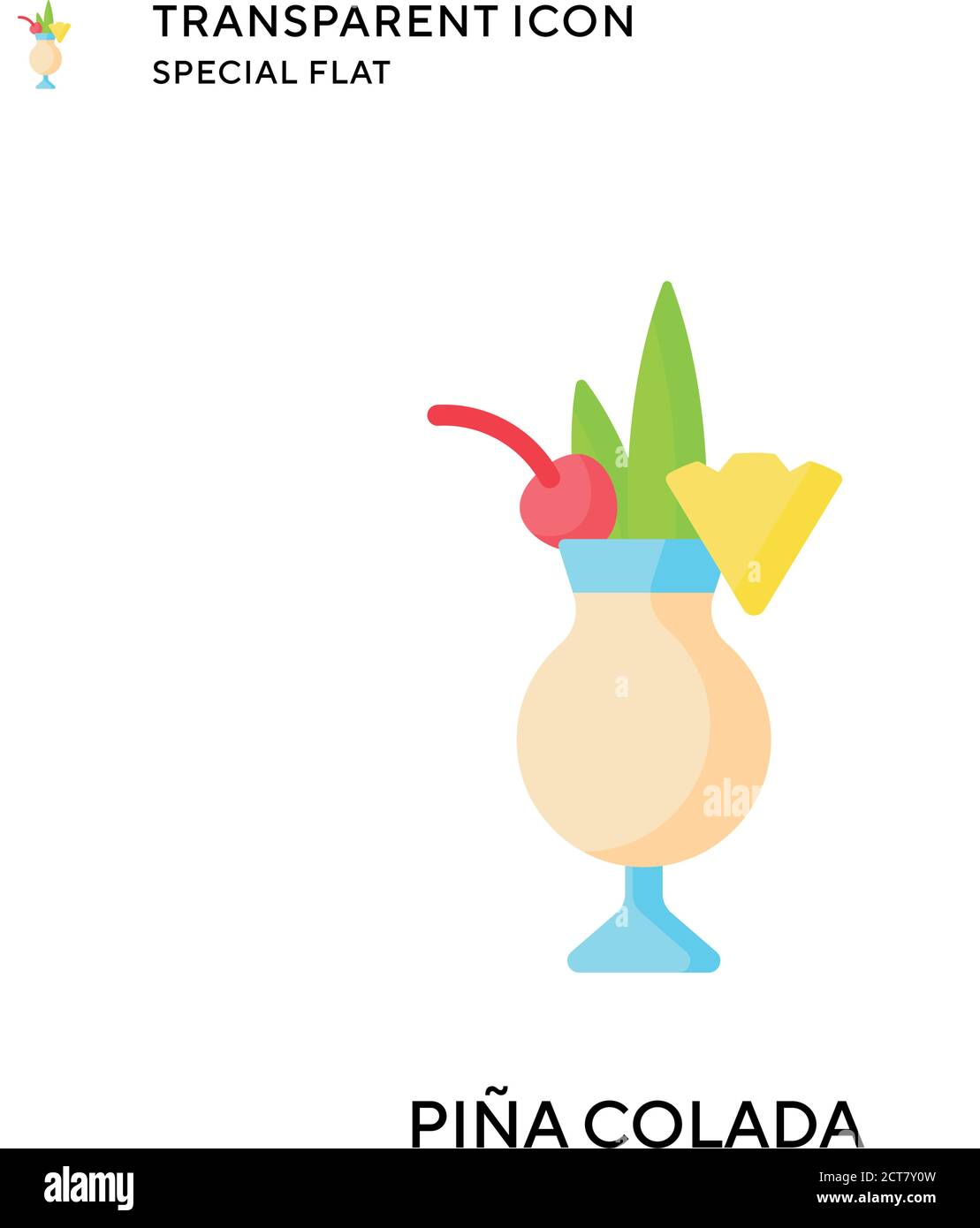 Piña colada vector icon. Flat style illustration. EPS 10 vector Stock ...