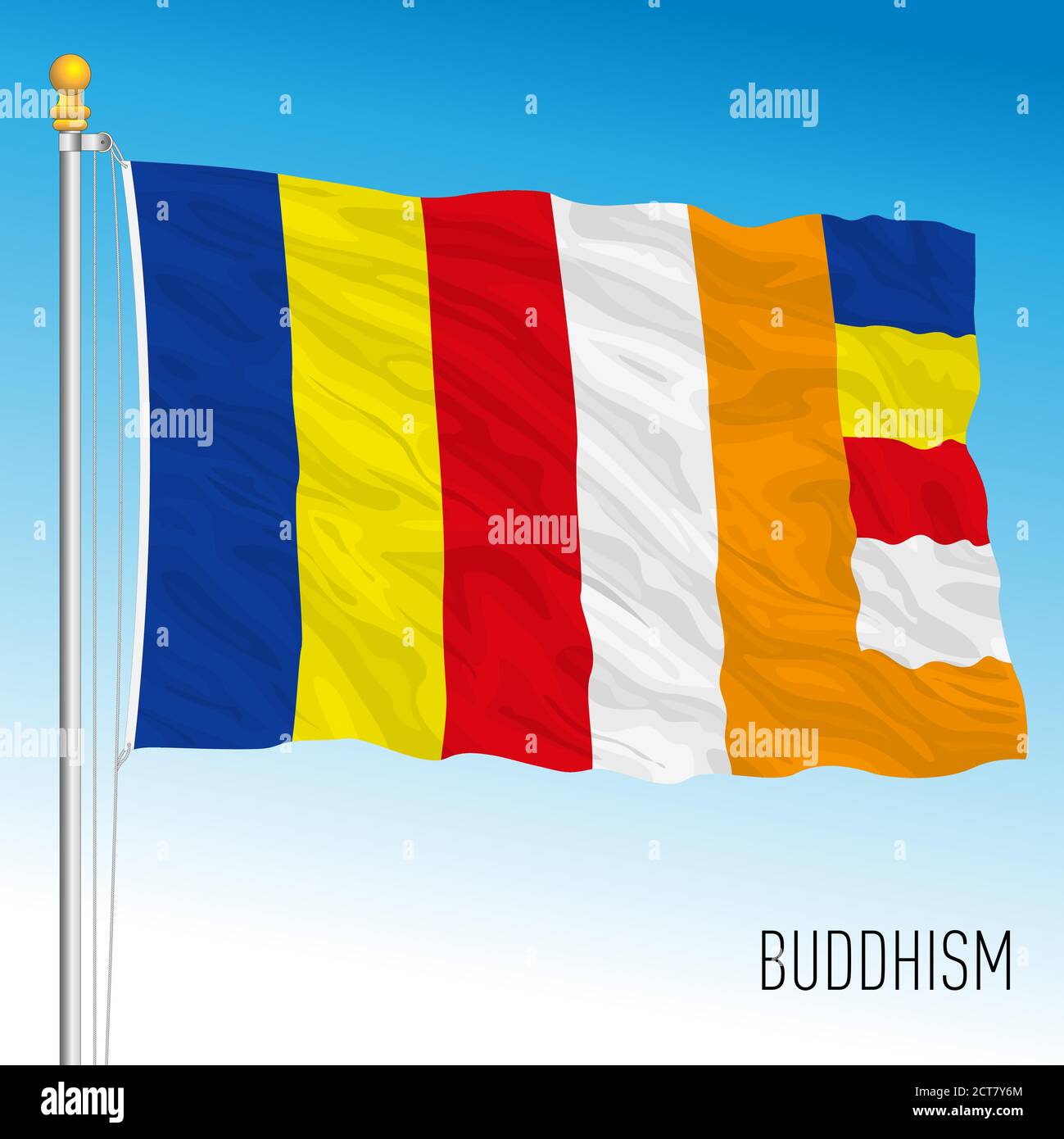Buddhism religion flag, asiatic culture, vector illustration Stock ...
