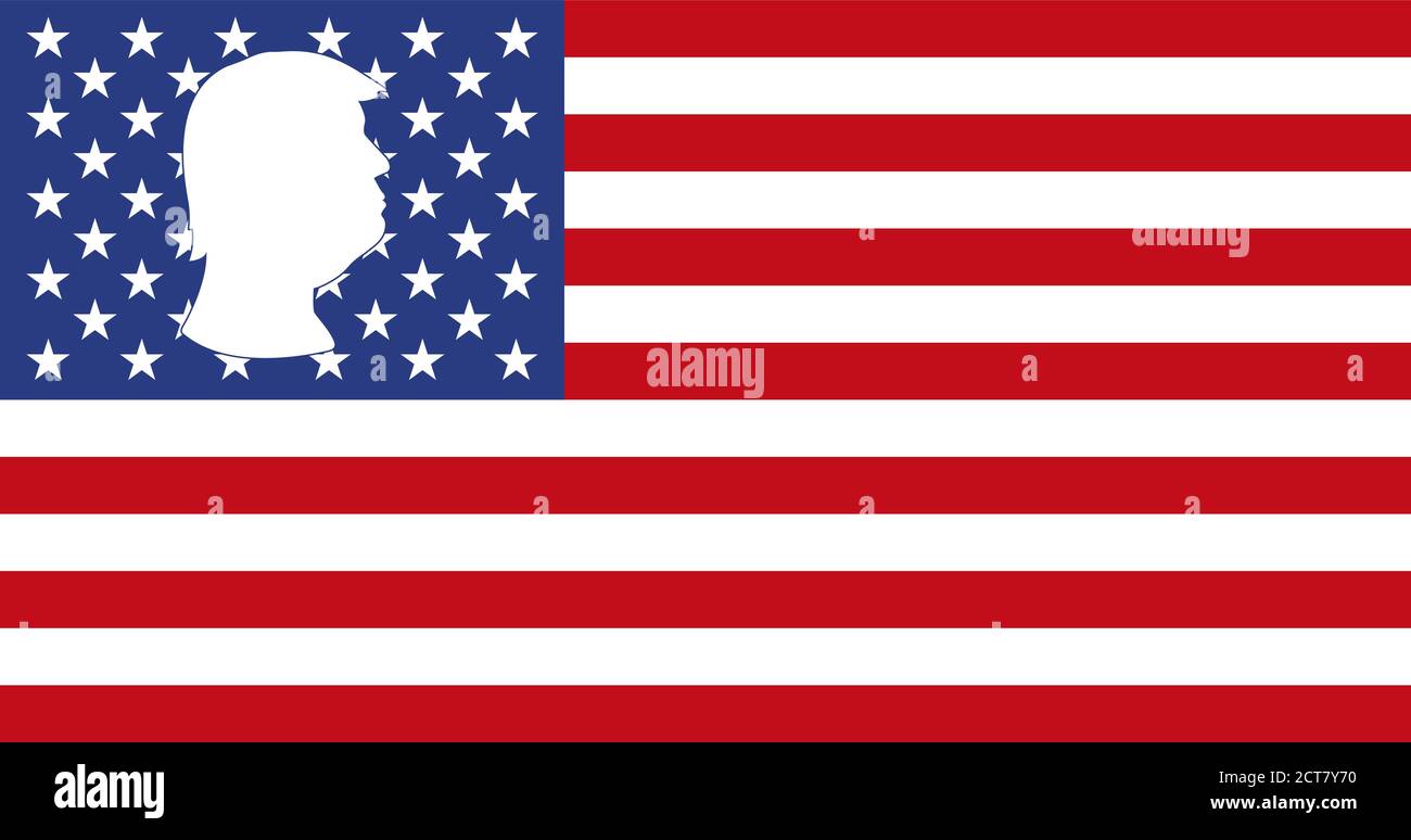 US flag with american candidate silhouette head for elections 2020 ...