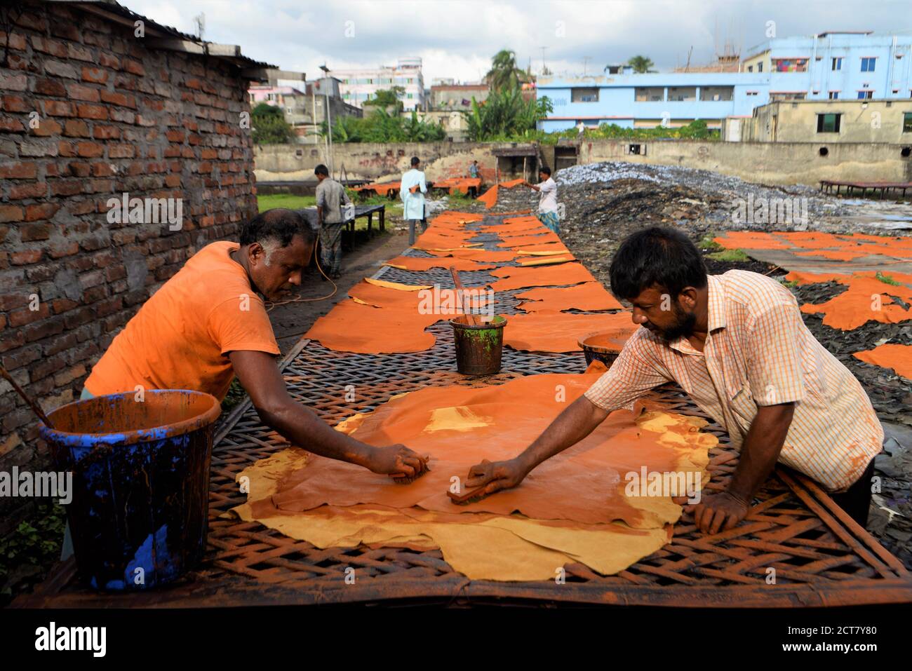 Men are seen working at a tannery in Hazaribagh, Dhaka.Most of this ...