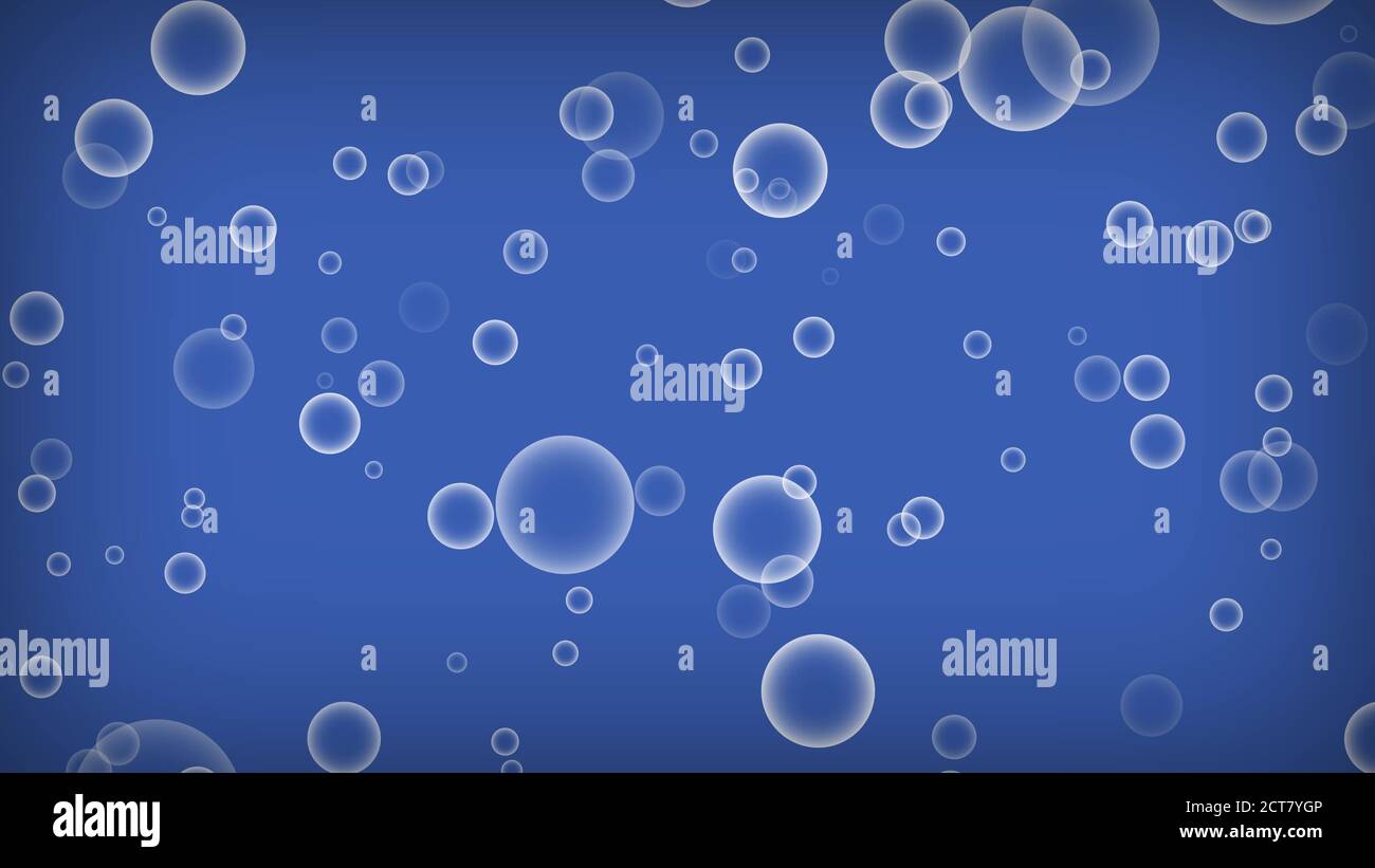 Blue bubbles falling down on blue background. Abstract sphere shape ...