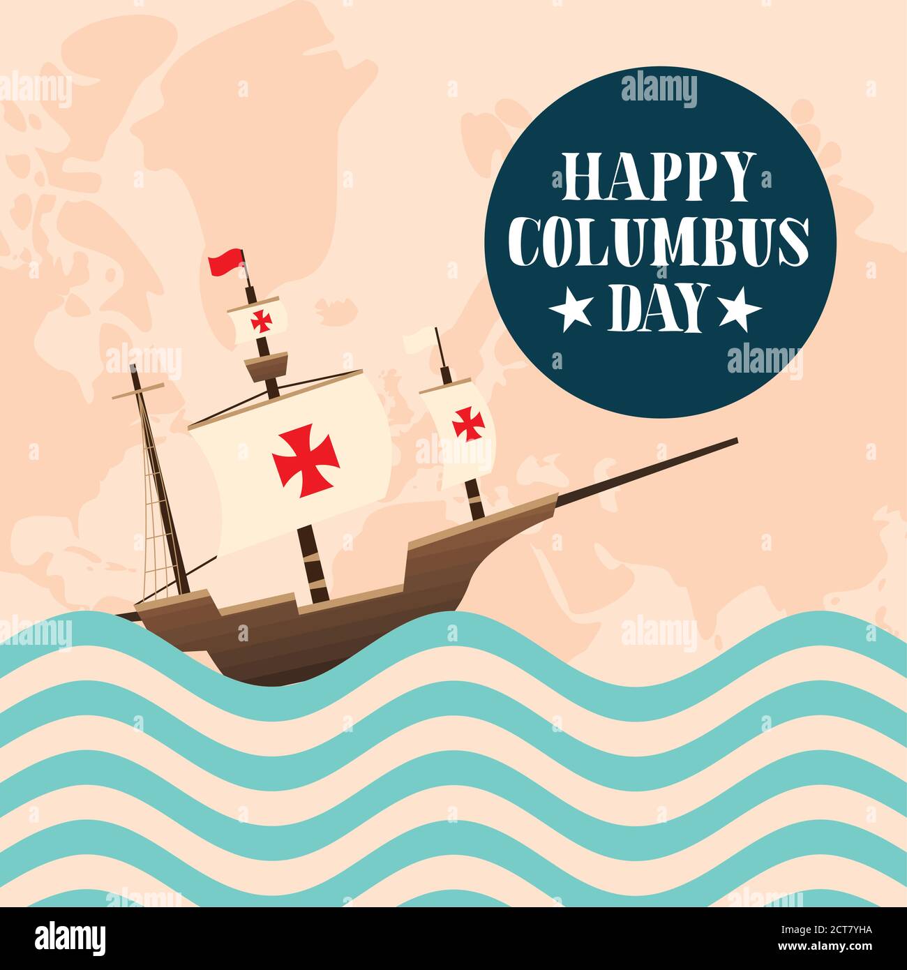 Columbus ship at the sea design of happy columbus day america and ...