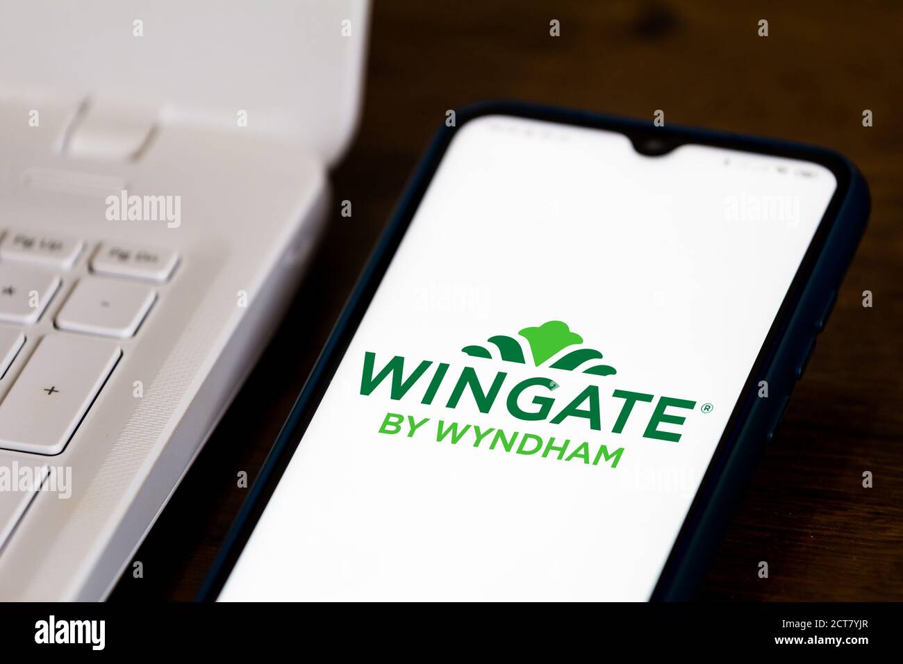 In this photo illustration of the Wingate by Wyndham logo seen ...