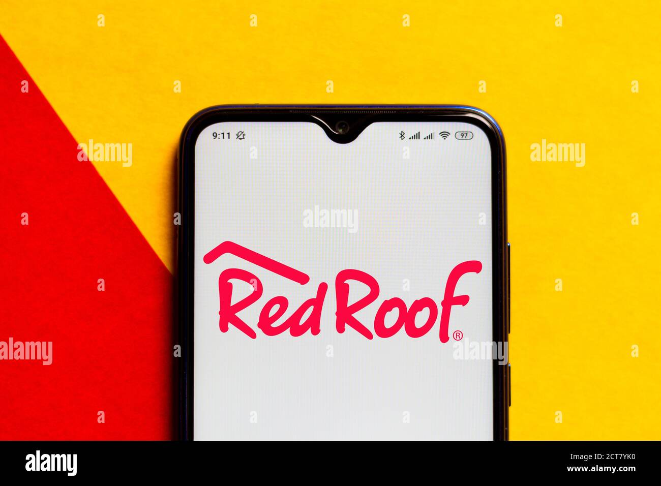 In this photo illustration of the Red Roof Inn logo seen displayed on a ...