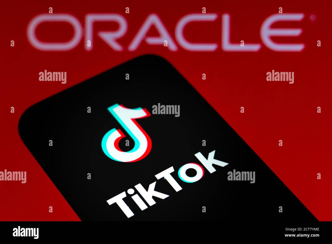 In this photo illustration a TikTok logo is seen displayed on a ...