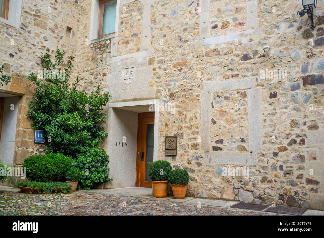 Caceres, Spain - Nov 26th, 2019: El Atrio Restaurant facade. 2 Michelin ...