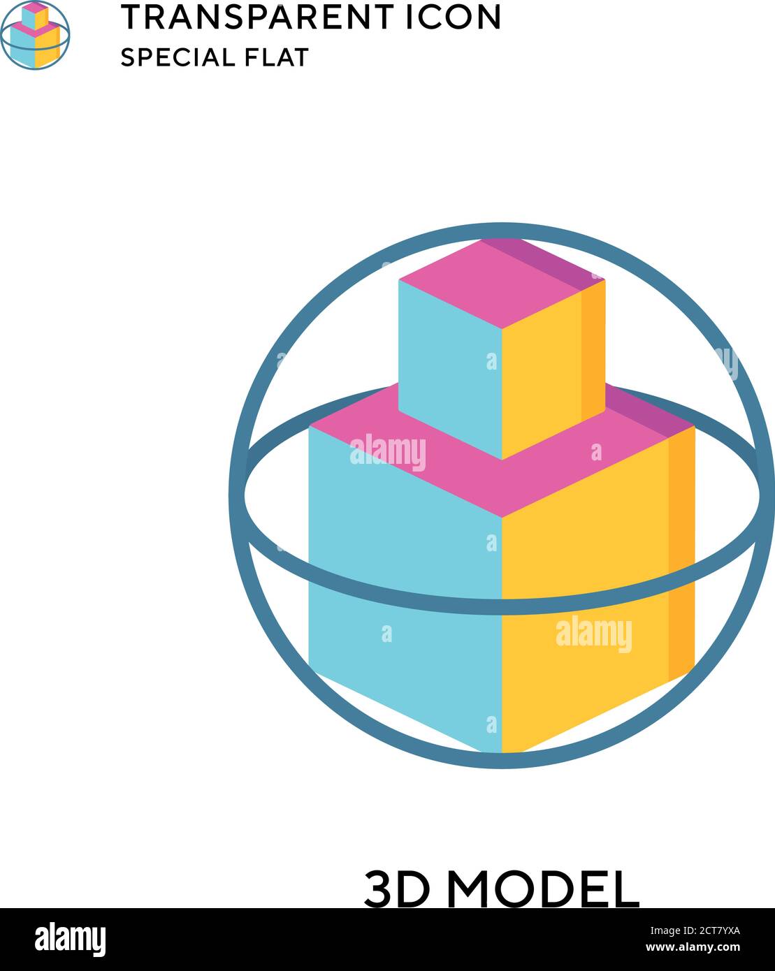 3d model vector icon. Flat style illustration. EPS 10 vector Stock ...