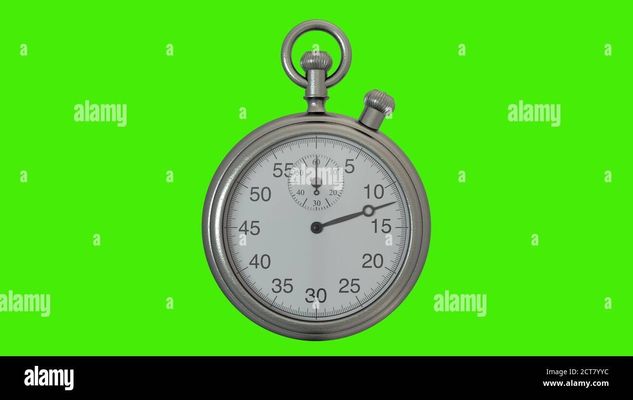 Realistic stopwatch on a green screen. 3d rendering Stock Photo - Alamy