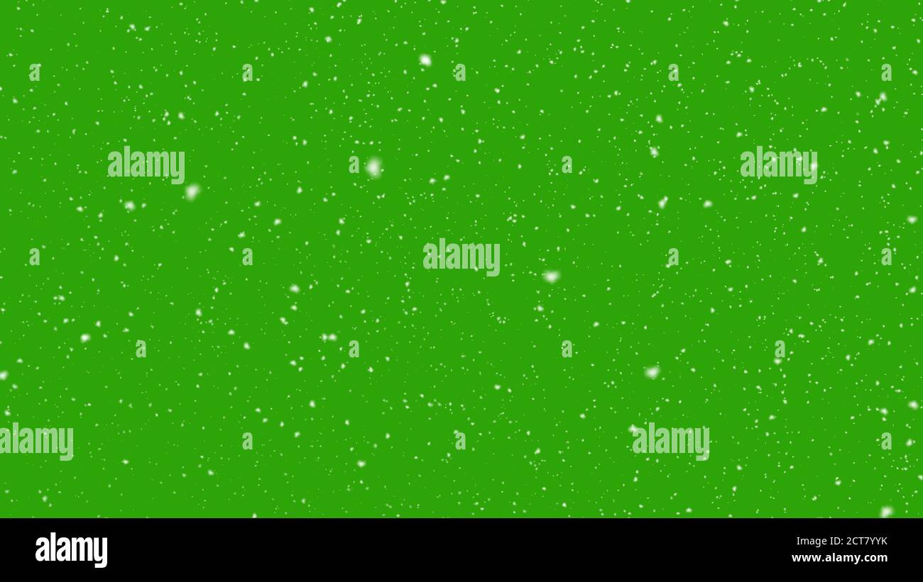 Snowfall on green screen background. 3d rendering Stock Photo - Alamy