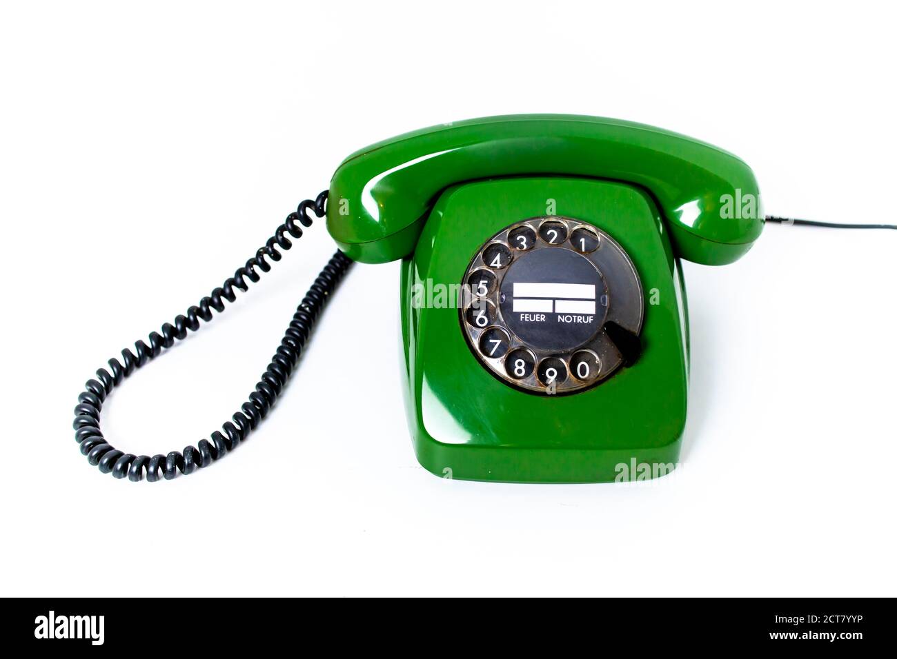 Old retro green phone, isolated on white background Stock Photo - Alamy