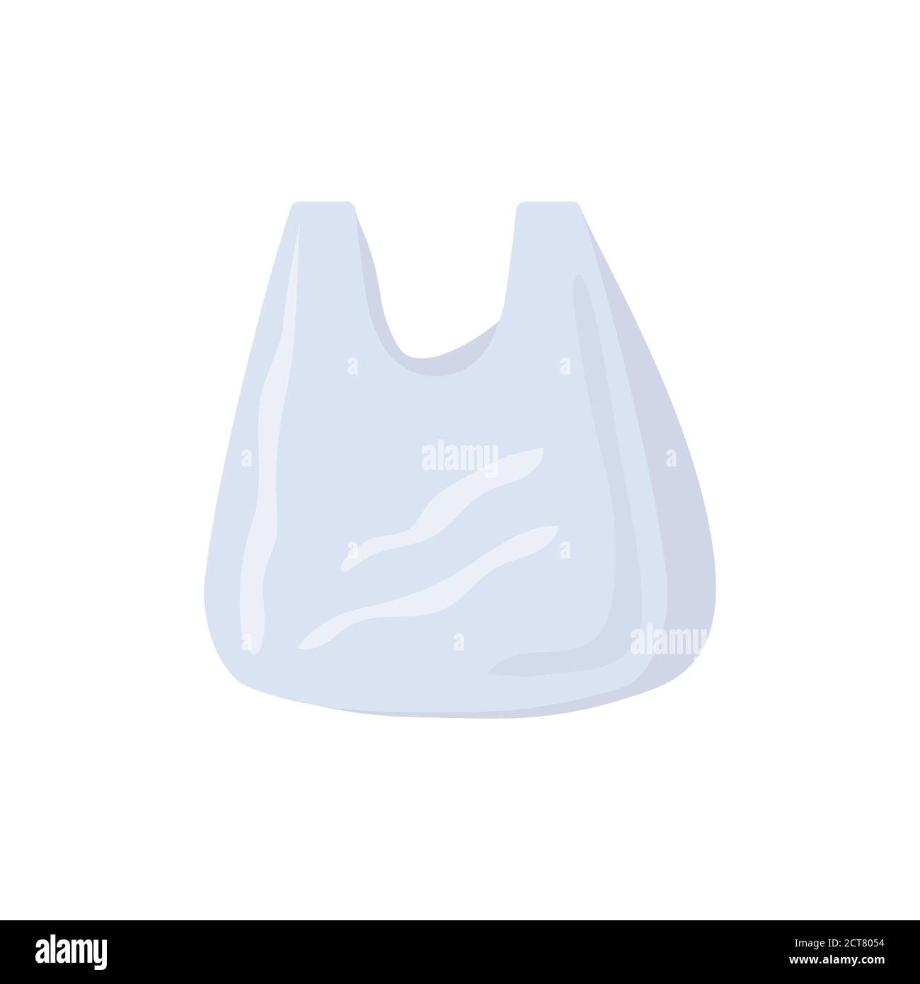 White plastic bag flat vector illustration isolated on white background ...