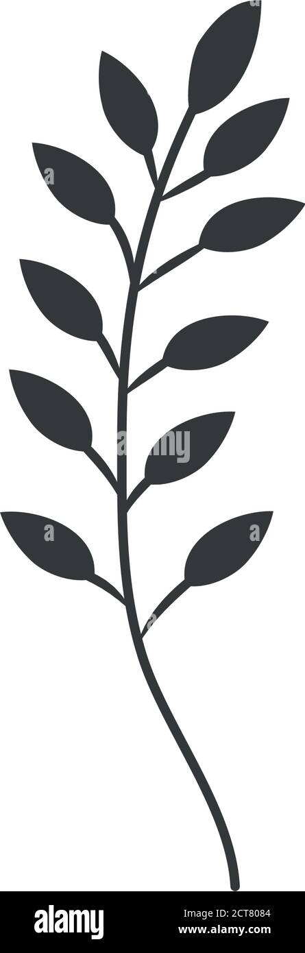 rowan leaf icon over white background, silhouette style, vector ...