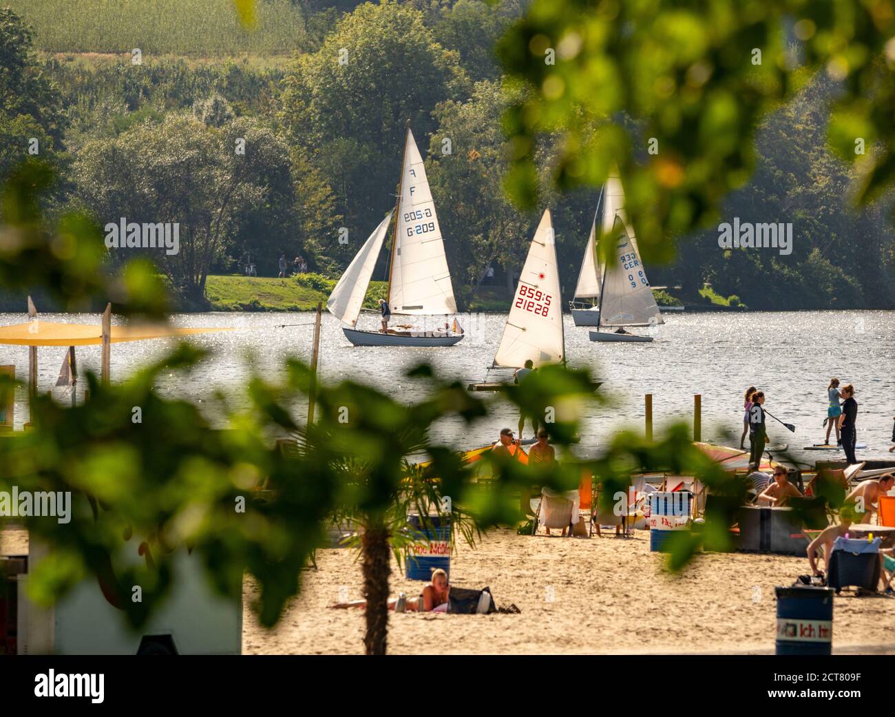 Lake Baldeney, Seaside Beach Strandbad a Ruhr reservoir, in Essen NRW ...