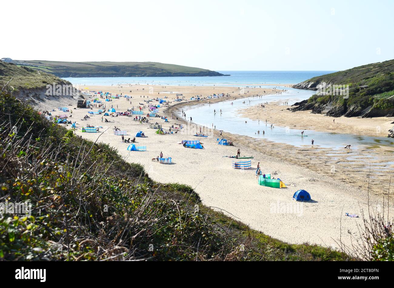 Gannel Estuary, Newquay, Cornwall, UK - September 17 2020: At Crantock ...