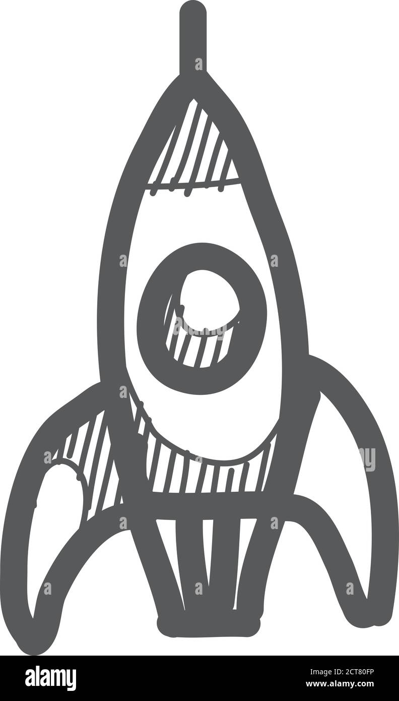 Rocket icon in sketch style. Hand drawn vector illustration Stock ...