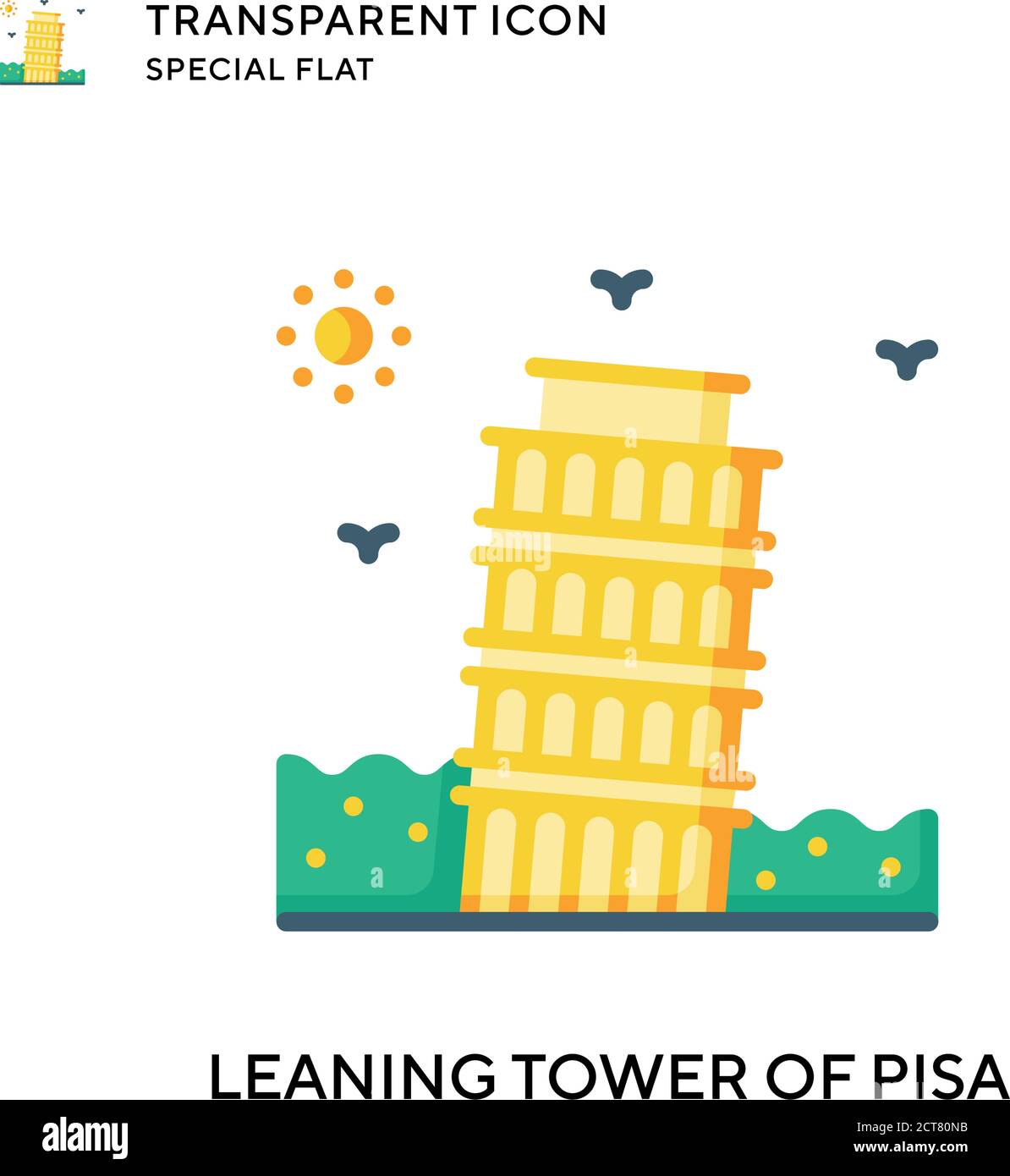 Leaning tower of pisa vector icon. Flat style illustration. EPS 10 ...
