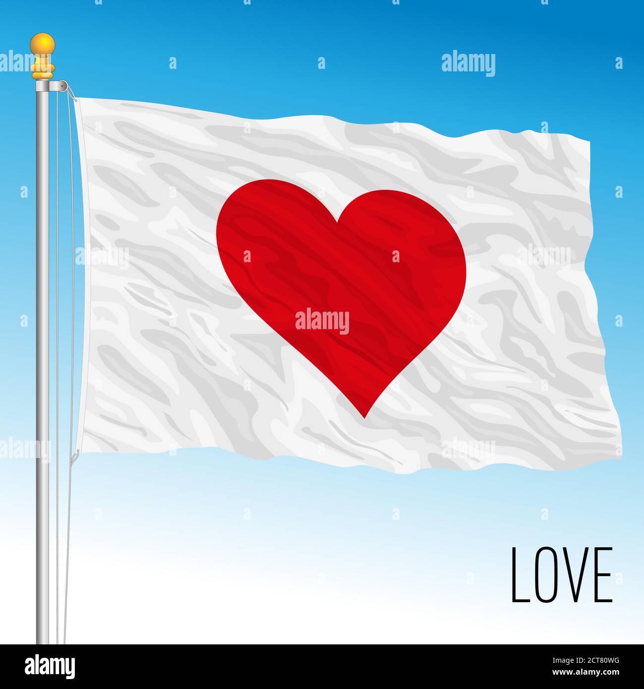 Symbolic love flag, fantasy image with heart symbol, vector ...