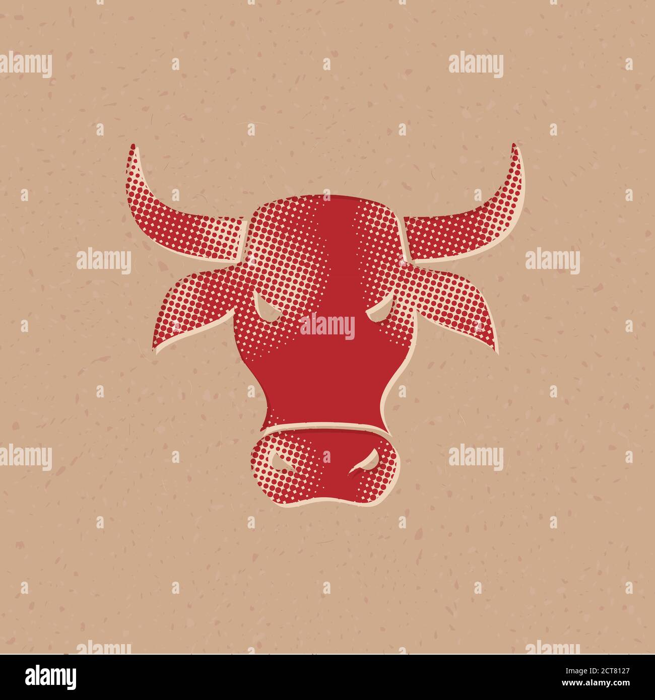 Bullish icon in halftone style. Grunge background vector illustration ...