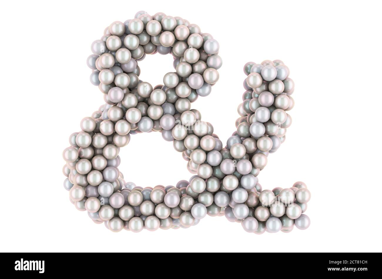 Ampersand symbol from white pearls, 3D rendering isolated on white ...