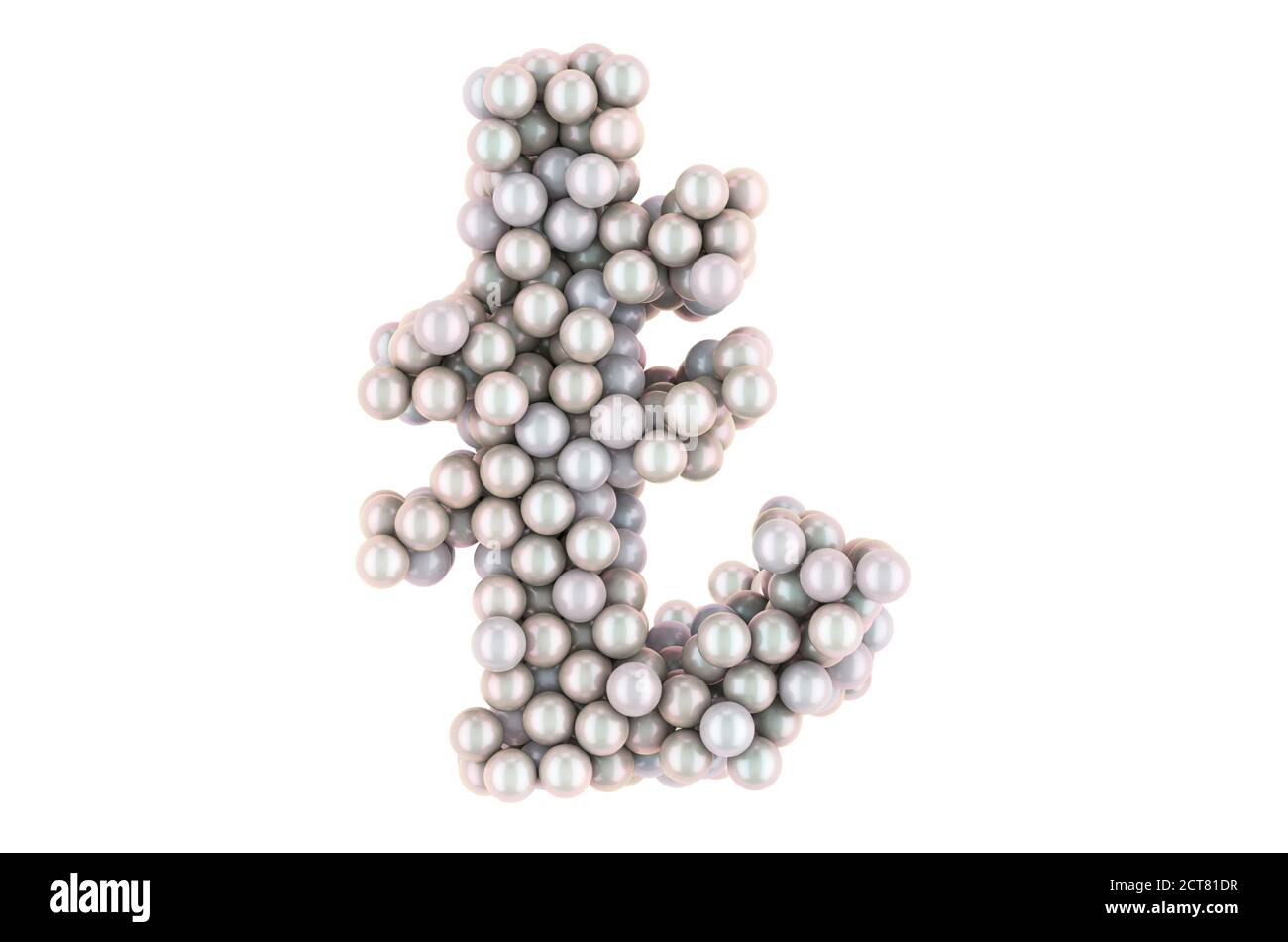 Lira symbol from white pearls, 3D rendering isolated on white ...