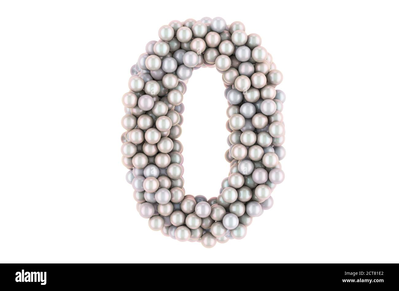 Number 0 from white pearls, 3D rendering isolated on white background ...