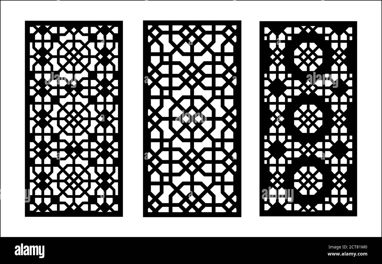 Laser cutting vector panel template. Cnc decor pattern, jali design, interior partition. Islamic ...