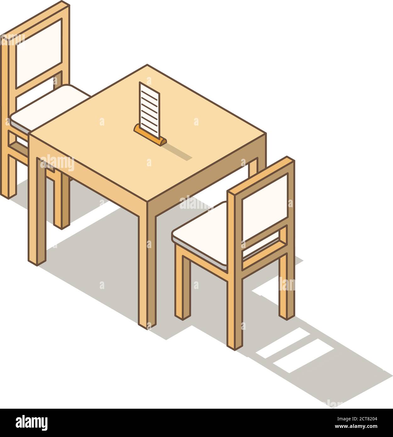Isometric furniture chairs and table. Design elements for an interior ...