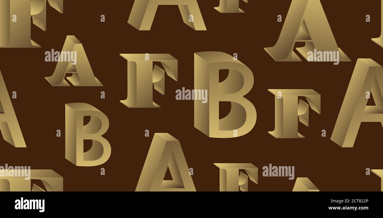 Seamless background of 3D letters. Vector illustration. Scattered ...