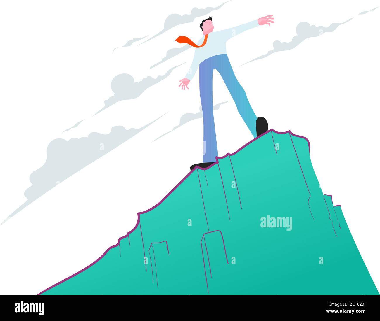 Man standing on steep cliff. Businessman, business challenge concept ...