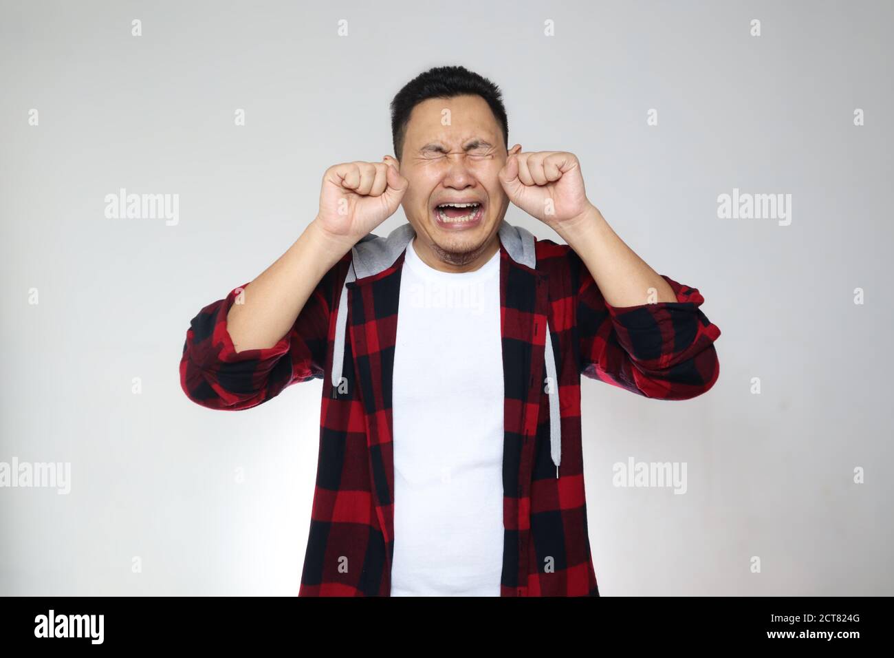 Funny Asian man crying hard, sad depression frustration hopeless ...