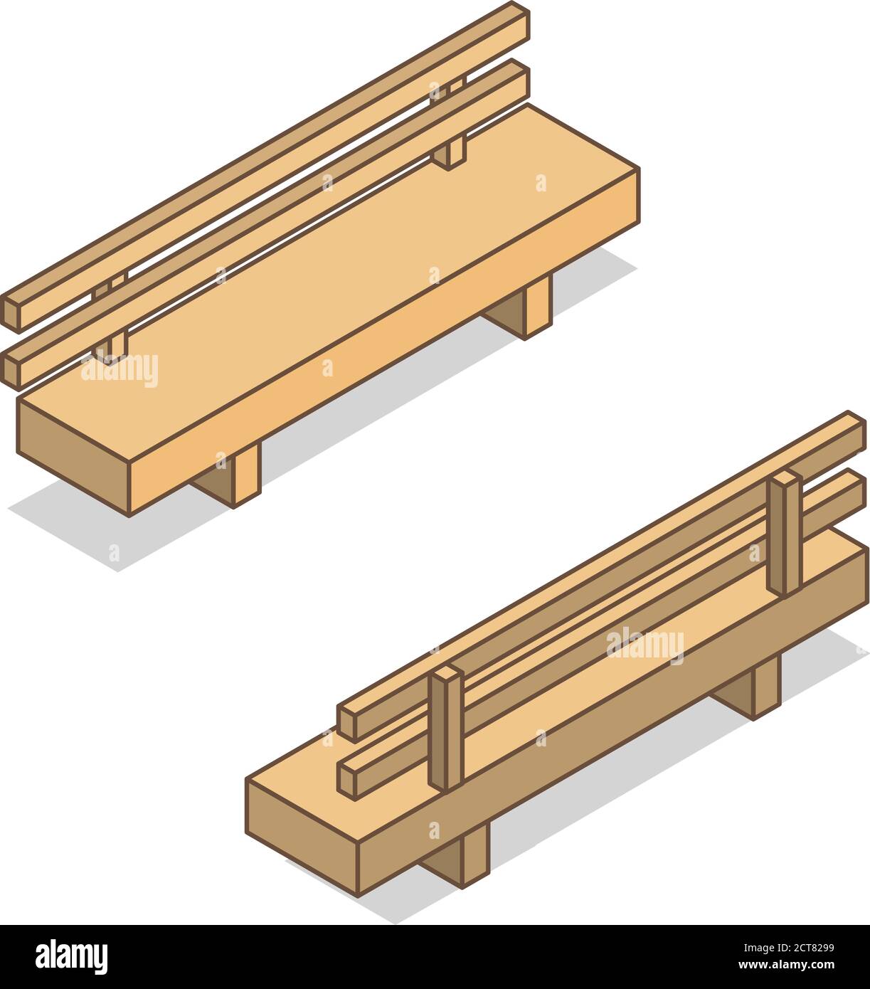 Isometric bench. Garden street furniture for outdoor recreation Stock ...
