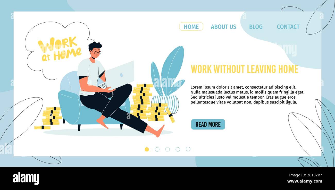 Work without leaving home landing page design Stock Vector Image & Art ...