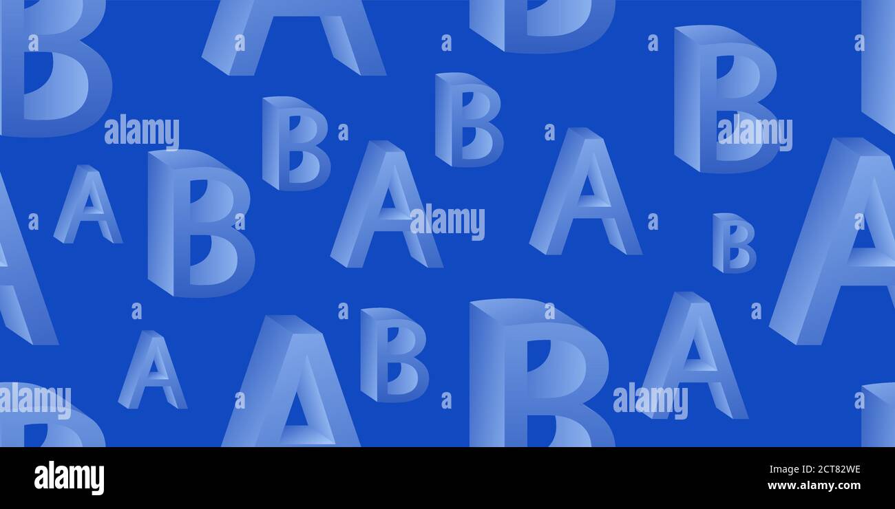 Seamless background of 3D letters. Vector illustration. Scattered ...