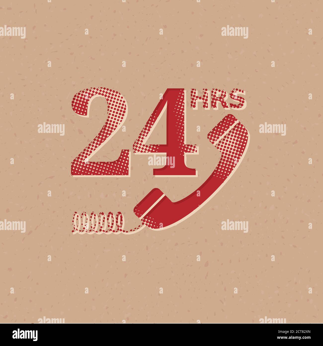 24 hours service icon in halftone style. Grunge background vector ...