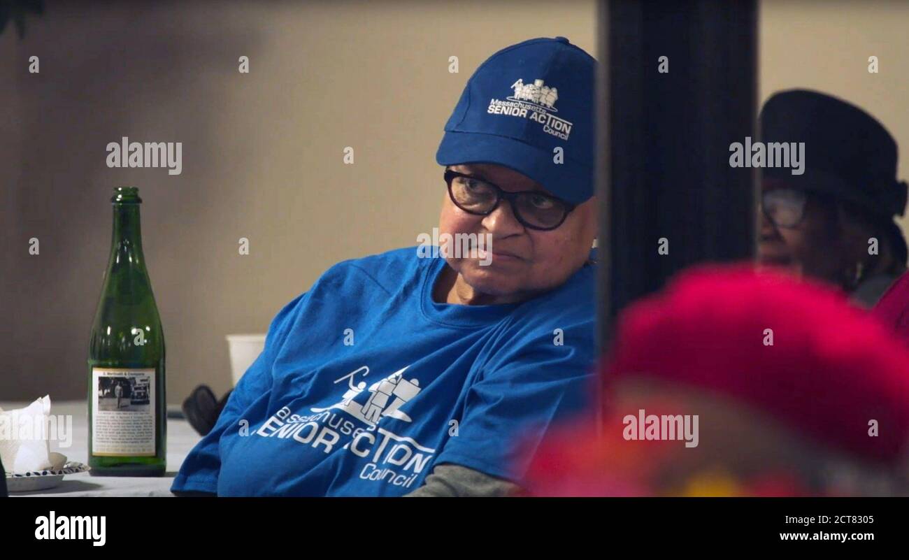 CITY HALL, a senior listening to Boston Mayor Marty Walsh, 2020 ...