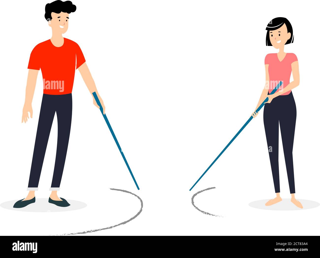 Physical distancing. Man and woman keeping distance. Avoiding virus ...