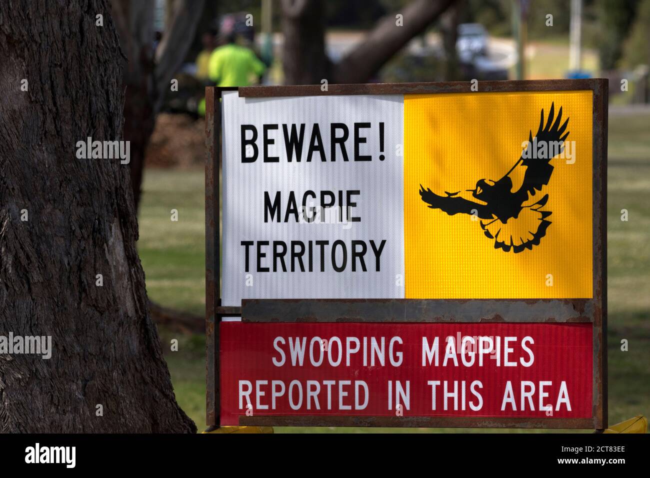 BEWARE! MAGPIE TERRITORY sign warns SWOOPING MAGPIES REPORTED IN THIS ...