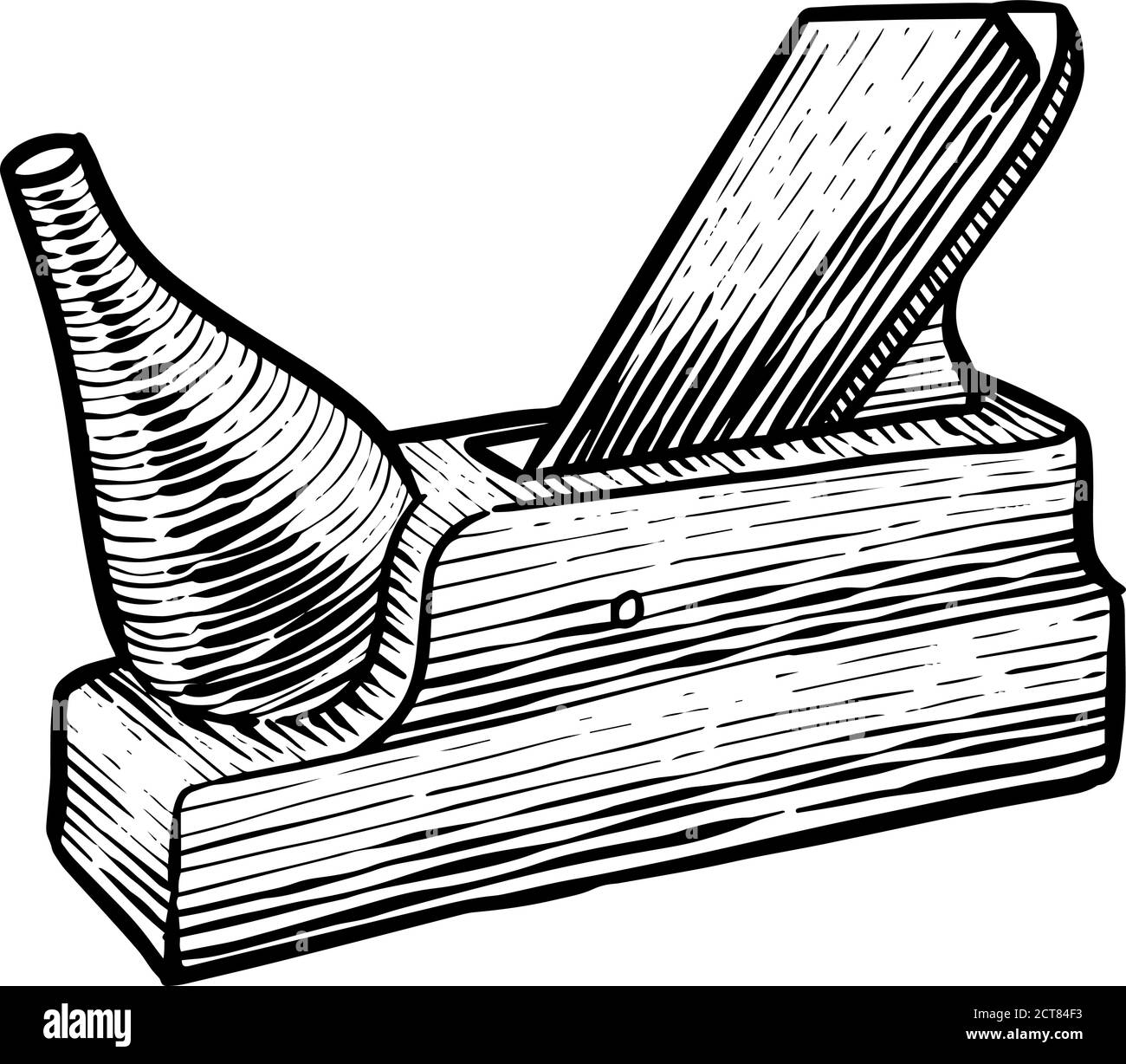 Wooden plane icon in sketch style. Woodworking tool vector illustration ...